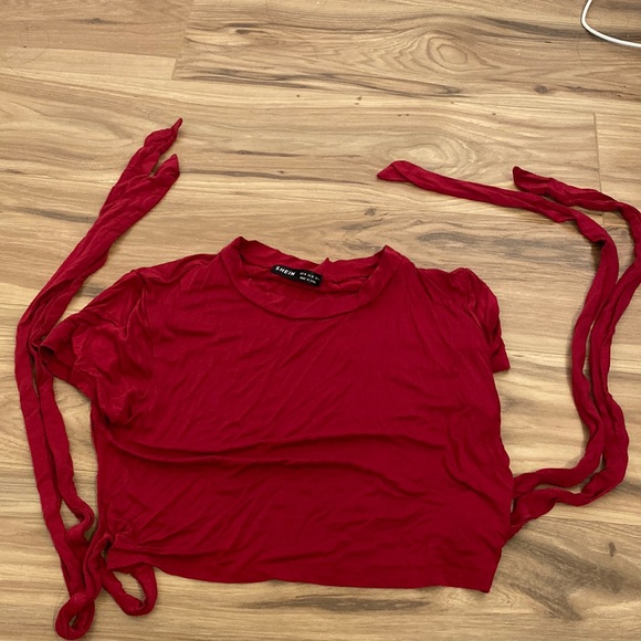 SHEIN | Tops | Shein Red Crop Top Open Back | Poshmark